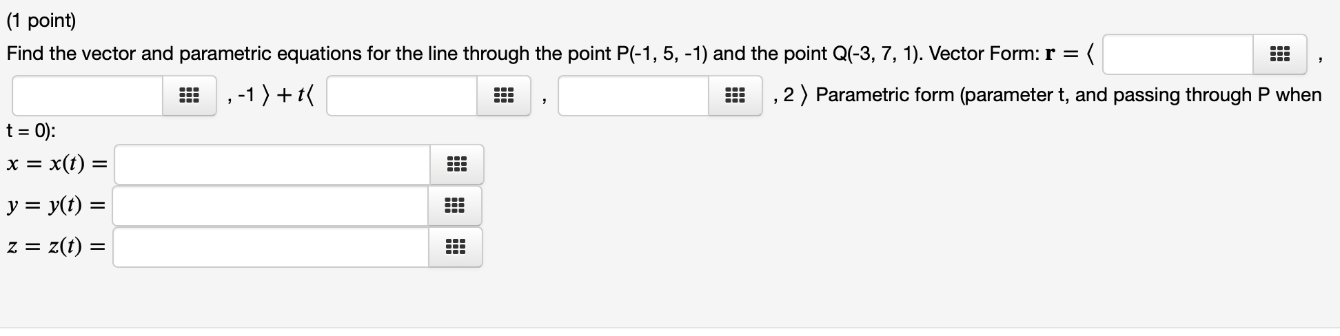 Solved Find the vector and parametric equations for the line | Chegg.com