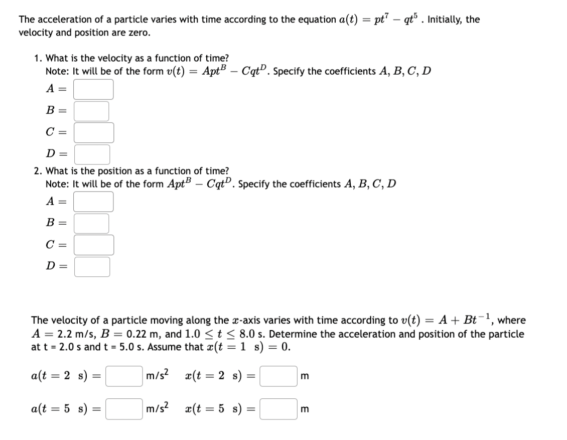 Solved The acceleration of a particle varies with time | Chegg.com