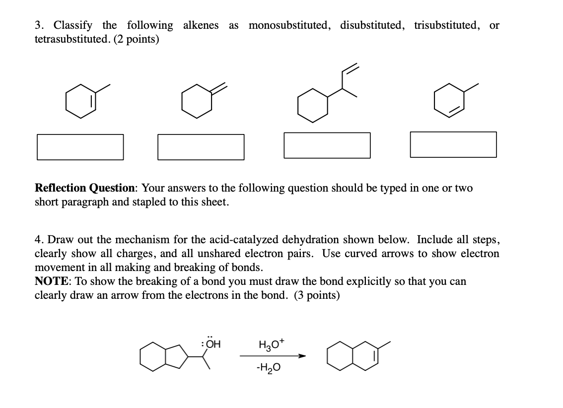 Solved 3. Classify the following alkenes as monosubstituted, | Chegg.com
