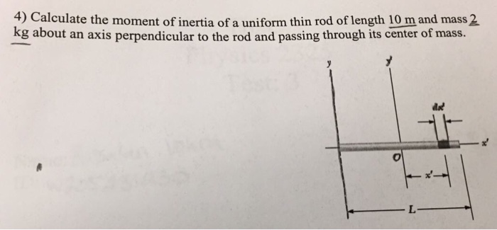 Solved Calculate the moment of inertia of a uniform thin rod | Chegg.com