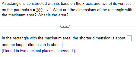 Solved A rectangle is constructed with its base on the | Chegg.com