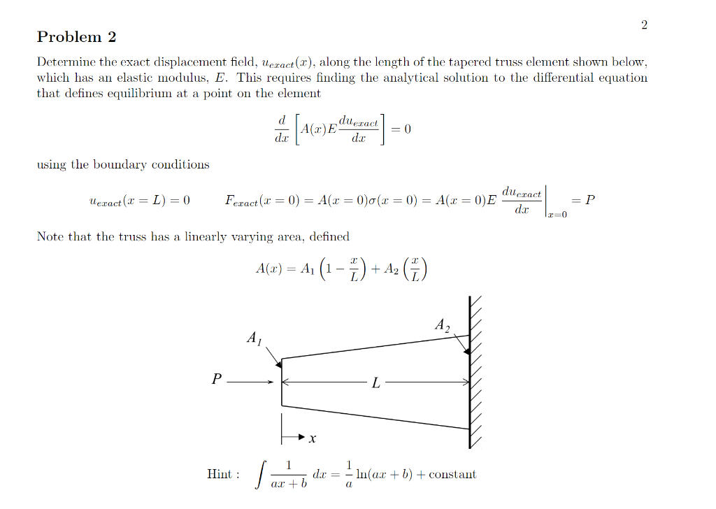 Solved Problem 2 Determine the exact displacement field, | Chegg.com