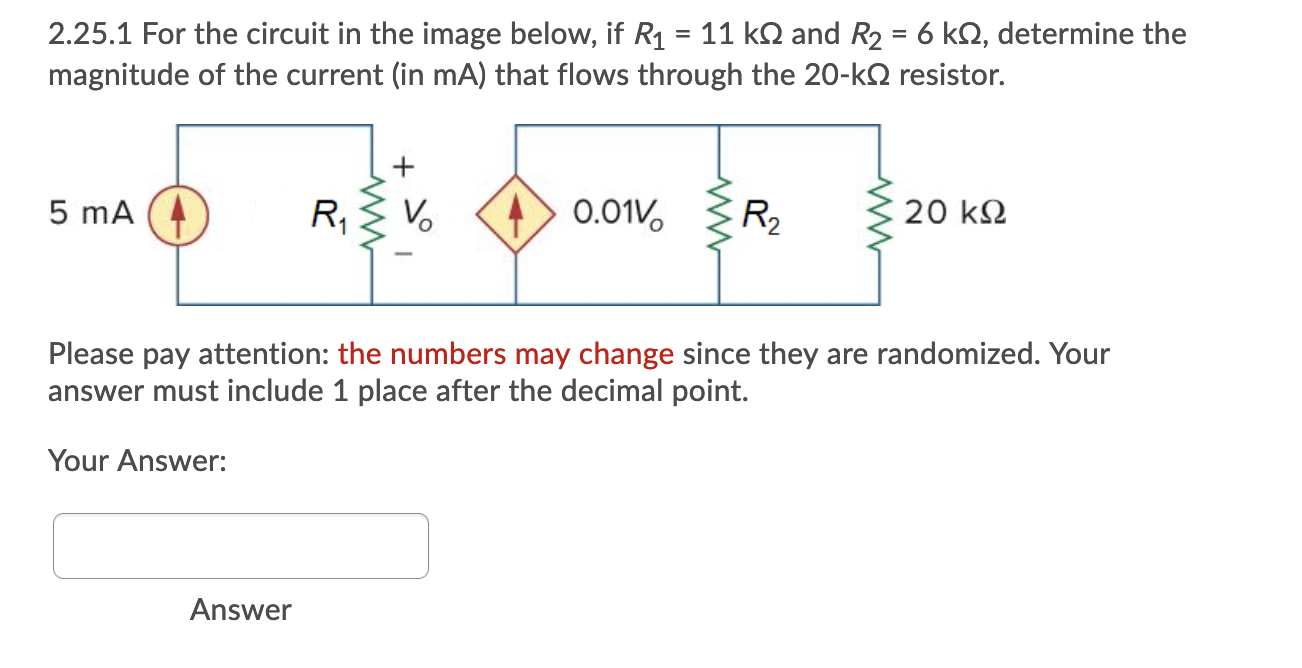 Solved = 2.25.1 For the circuit in the image below, if R1 11 | Chegg.com