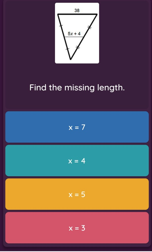 Solved 38 5x 4 Find the missing length. | Chegg.com