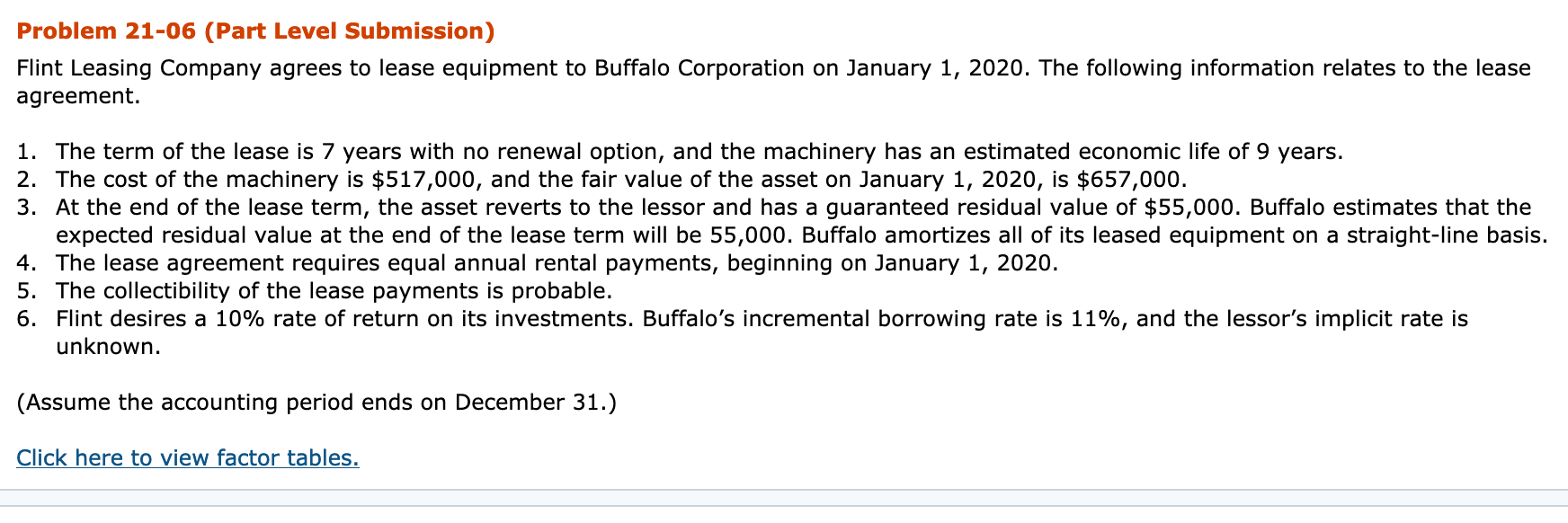 Solved Problem 21-06 (Part Level Submission) Flint Leasing | Chegg.com