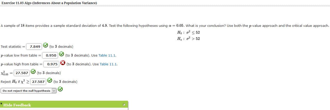 Solved Exercise 11.03 Algo (Inferences About a Population | Chegg.com