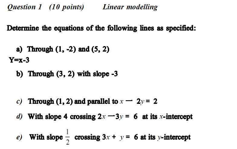 Solved Determine the equations of the following lines as | Chegg.com