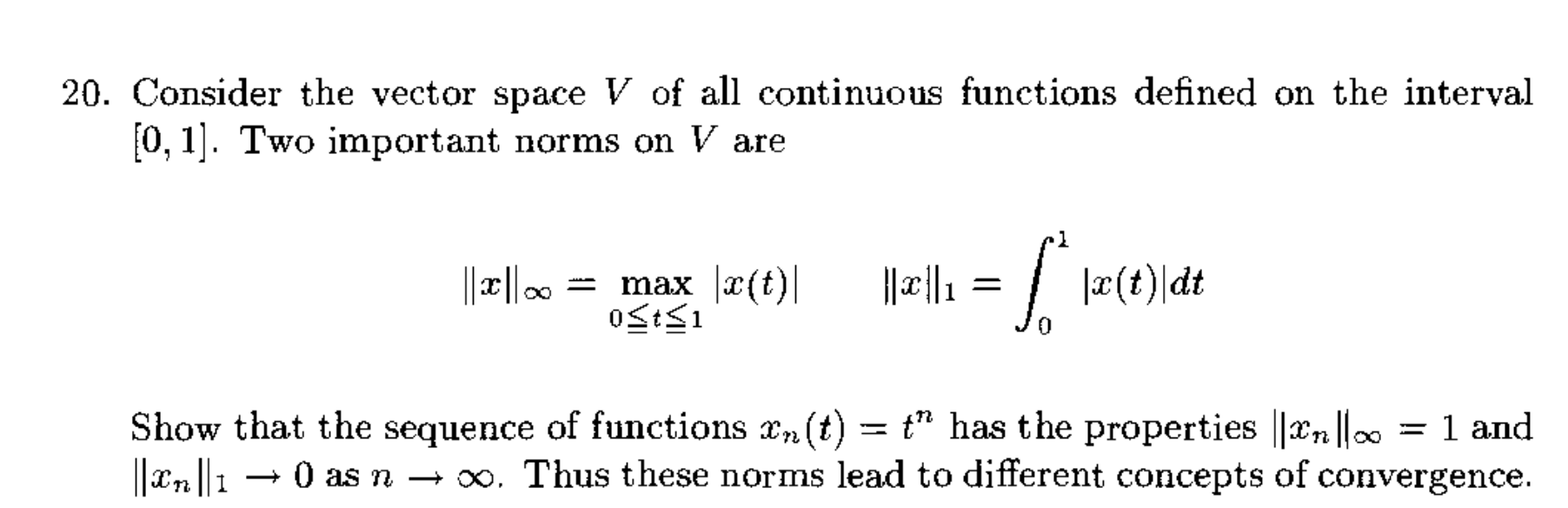 Solved 20. Consider the vector space V of all continuous | Chegg.com