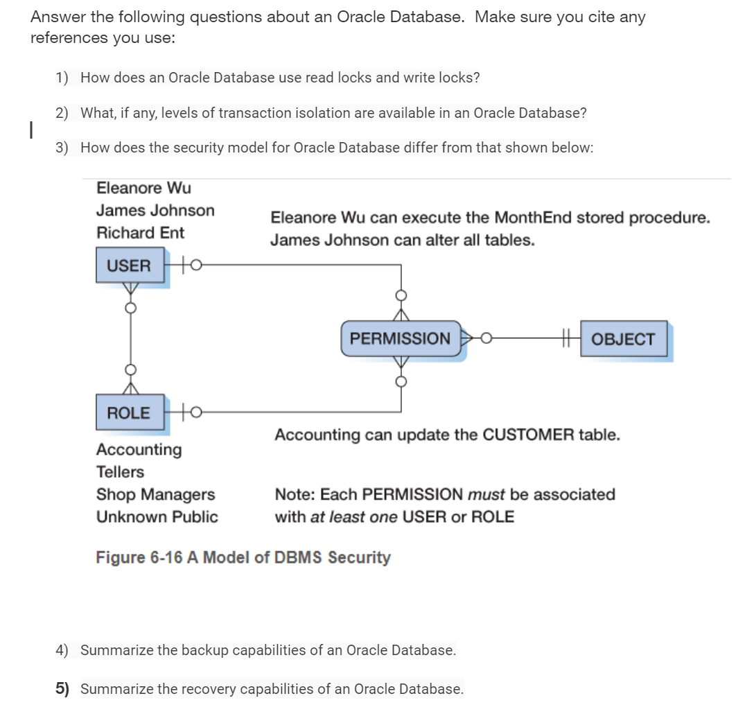Solved Answer the following questions about an Oracle | Chegg.com