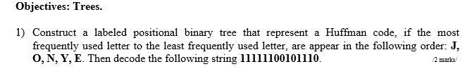 Solved Objectives Trees 1 Construct A Labeled Positional 