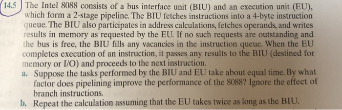 Solved 14.5 The Intel 8088 consists of a bus interface unit | Chegg.com