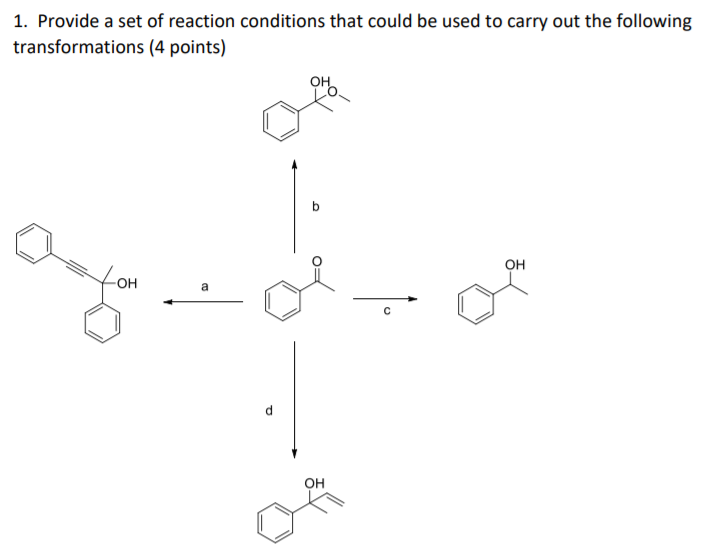 Solved 1. Provide a set of reaction conditions that could be | Chegg.com