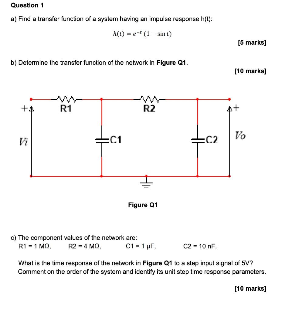 Solved Question 1 a) Find a transfer function of a system | Chegg.com
