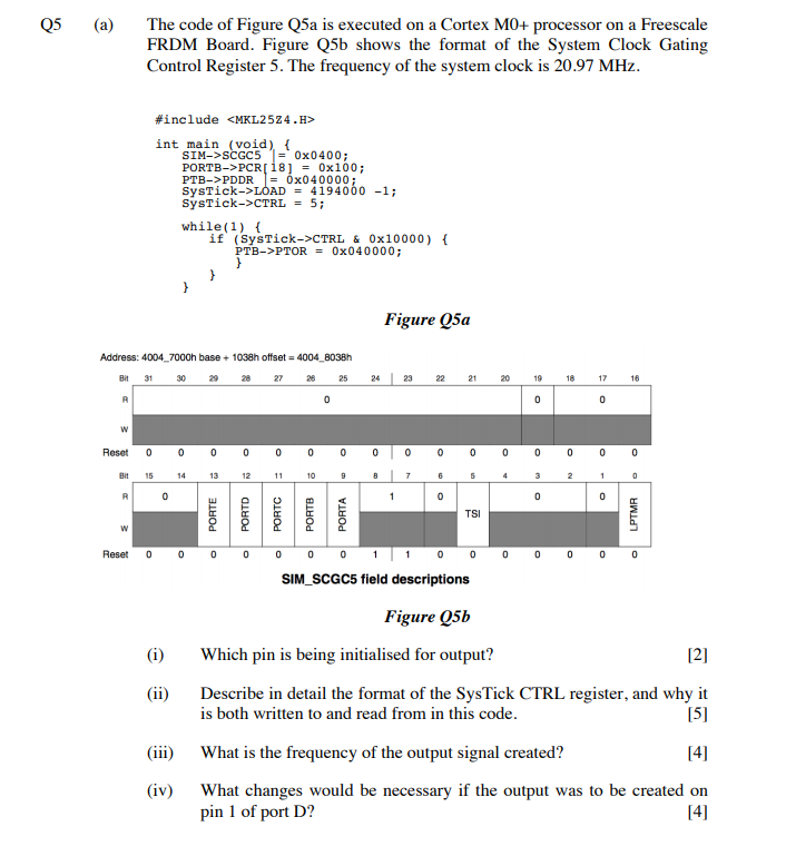 Solved Q5 (a) The code of Figure Q5a is executed on a Cortex | Chegg.com