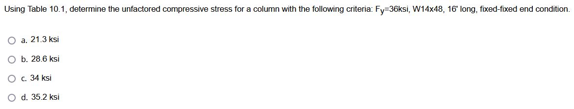 Solved Using Table 10.1 , determine the unfactored | Chegg.com