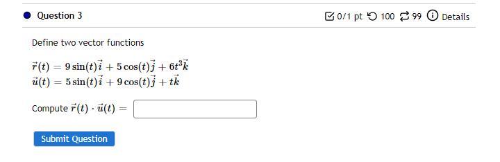 Solved Define two vector functions | Chegg.com