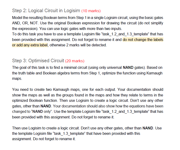 Solved 1 Boolean Algebra And Logisim Task 40 Marks Truth 