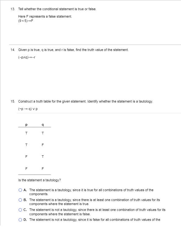 Solved 13. Tell whether the conditional statement is true or | Chegg.com