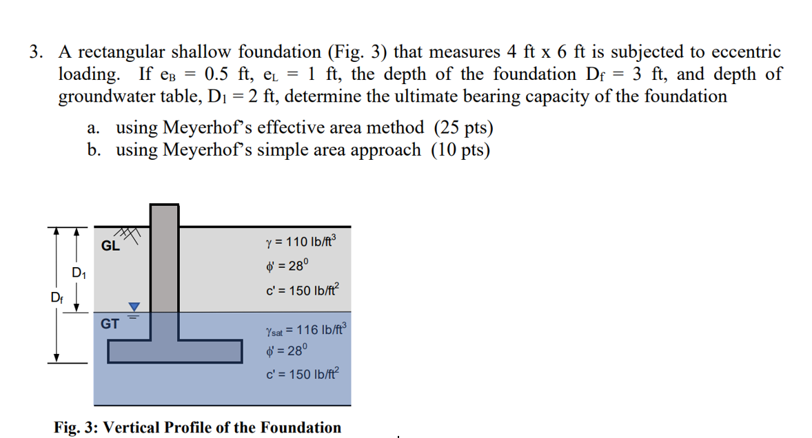 = 3. A rectangular shallow foundation (Fig. 3) that | Chegg.com