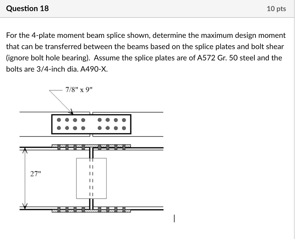 For the 4-plate moment beam splice shown, determine | Chegg.com