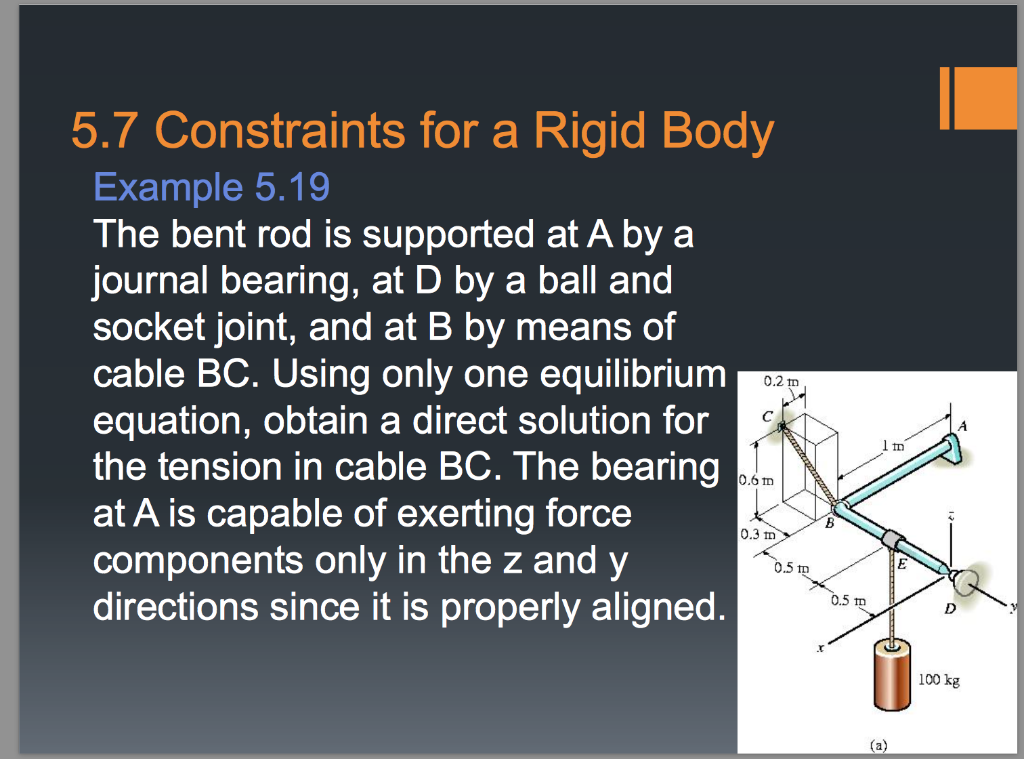Solved 5.7 Constraints for a Rigid Body Example 5.19 The | Chegg.com