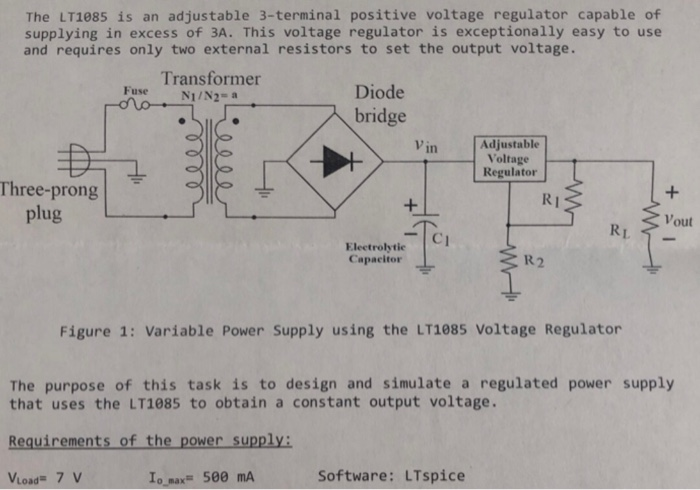 Solved The LT1085 is an adjustable 3-terminal positive | Chegg.com