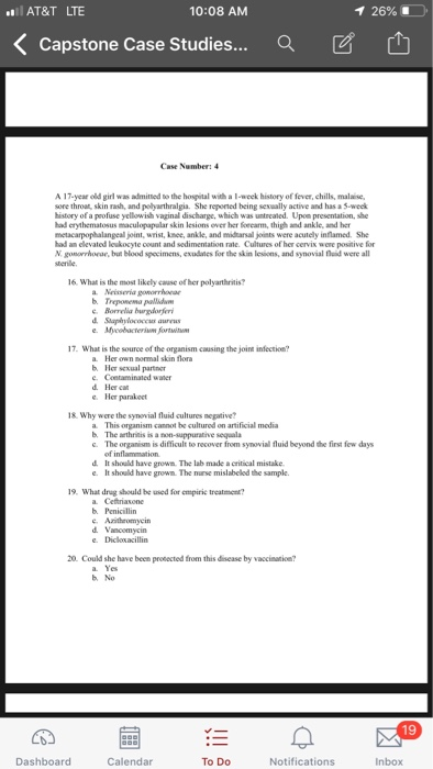 Solved 26% -), AT&T LTE 10:08 AM Capstone Case Studies.. | Chegg.com