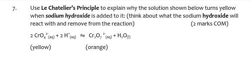 Solved Use Le Chatelier's Principle to explain why the | Chegg.com
