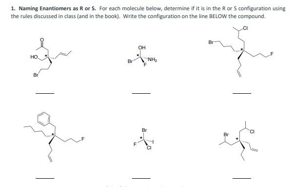 Solved Naming Enantiomers as R or S. For each molecule | Chegg.com