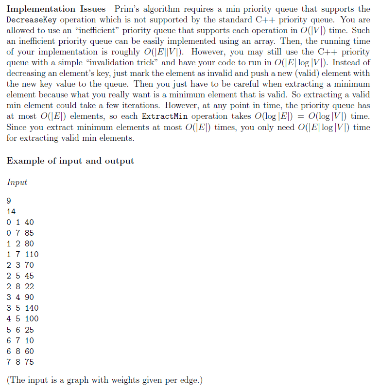Solved Description In The Minimum Spanning Tree Problem We