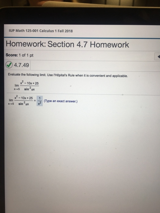 Solved IUP Math 125-001 Calculus 1 Fall 2018 Homework: | Chegg.com