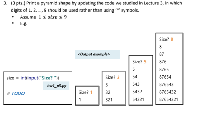 Solved 3. (3 pts.) Print a pyramid shape by updating the | Chegg.com