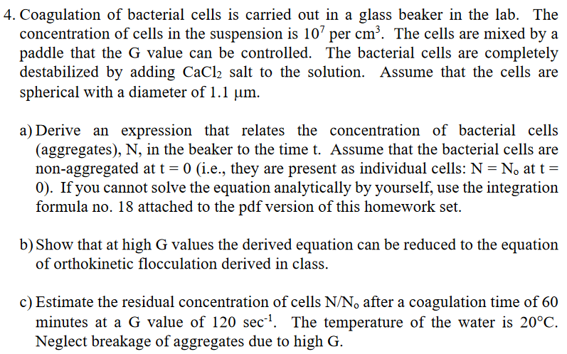 Solved Coagulation of bacterial cells is carried out in a | Chegg.com