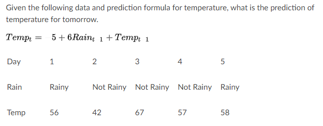 Solved Need help with this prediction formula. I got 59 as | Chegg.com