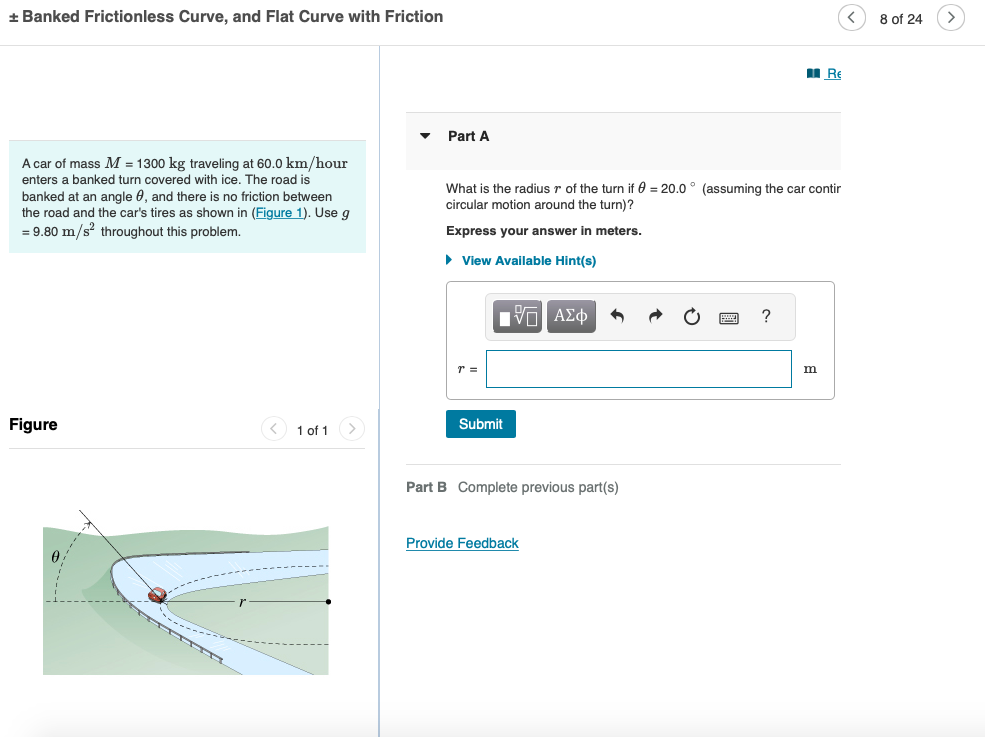 Solved \pm Banked Frictionless Curve, and Flat Curve with | Chegg.com