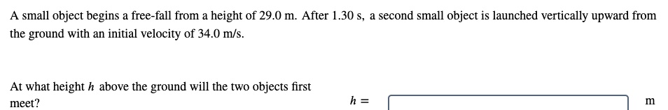 Solved A small object begins a free-fall from a height of | Chegg.com