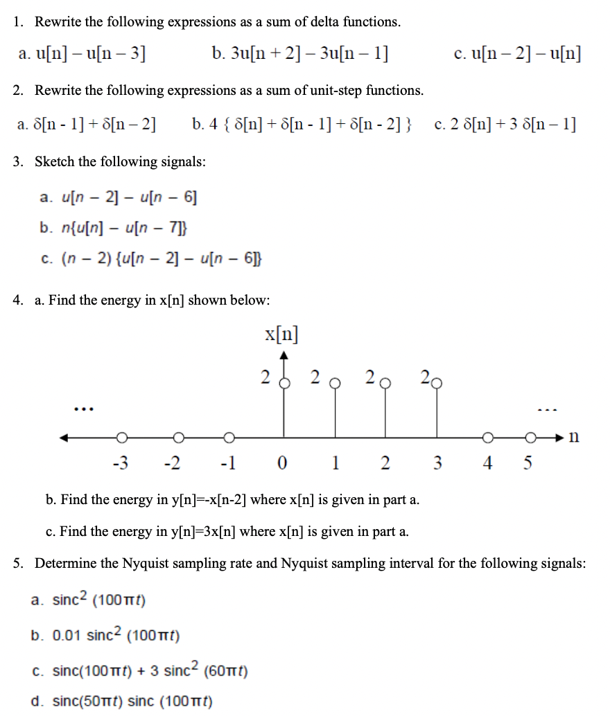 Solved 1. Rewrite the following expressions as a sum of | Chegg.com
