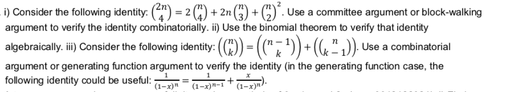 Solved i) Consider the following identity: | Chegg.com