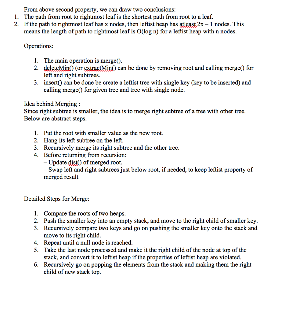 Leftist Tree / Leftist Heap A leftist tree or leftist | Chegg.com