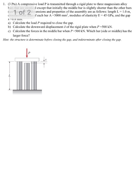 Solved A compressive load P is transmitted through a rigid | Chegg.com