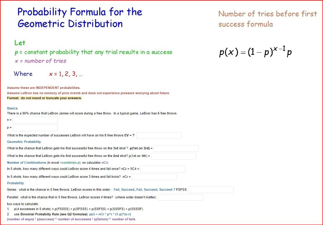 Solved Probability Formula for the Geometric Distribution | Chegg.com