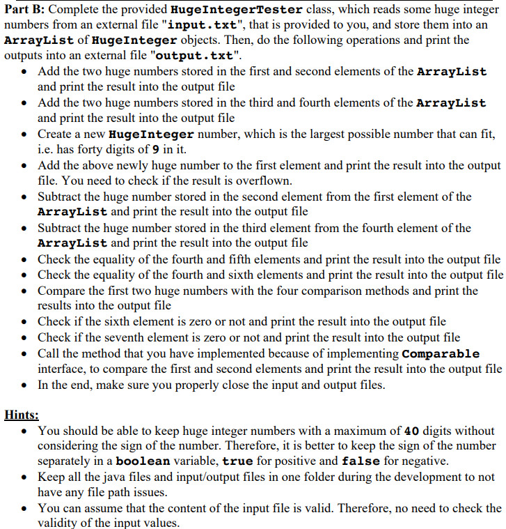 Part A: Create a class Huge Integer which uses a | Chegg.com