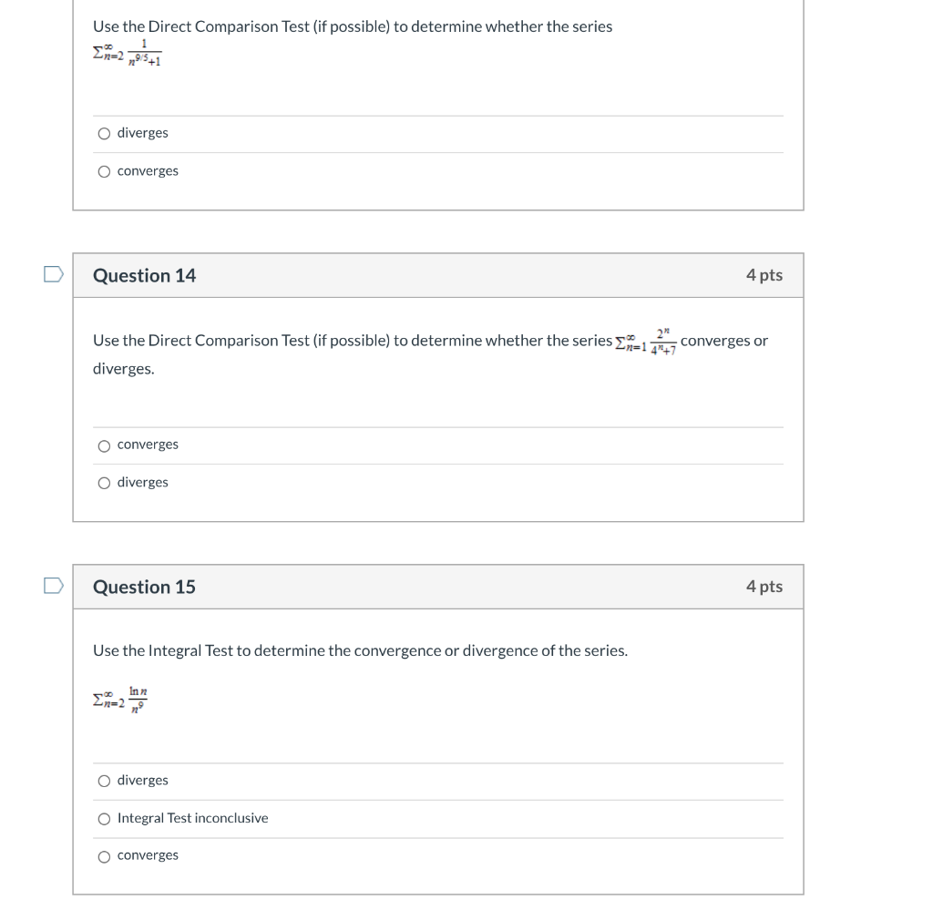 Solved Use the Direct Comparison Test (if possible) to | Chegg.com