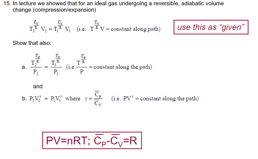Solved 15. In lecture we showed that for an ideal gas | Chegg.com