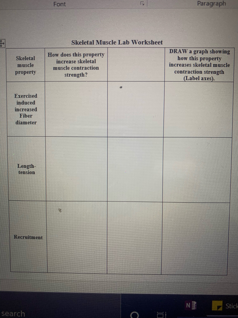 Font Paragraph Skeletal Muscle Lab Worksheet Skeletal | Chegg.com