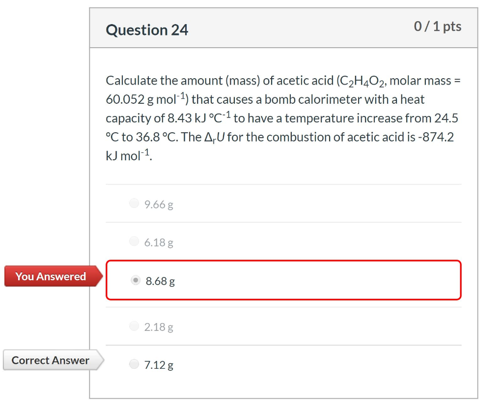 Solved Question 24 0/1 pts Calculate the amount (mass) of | Chegg.com