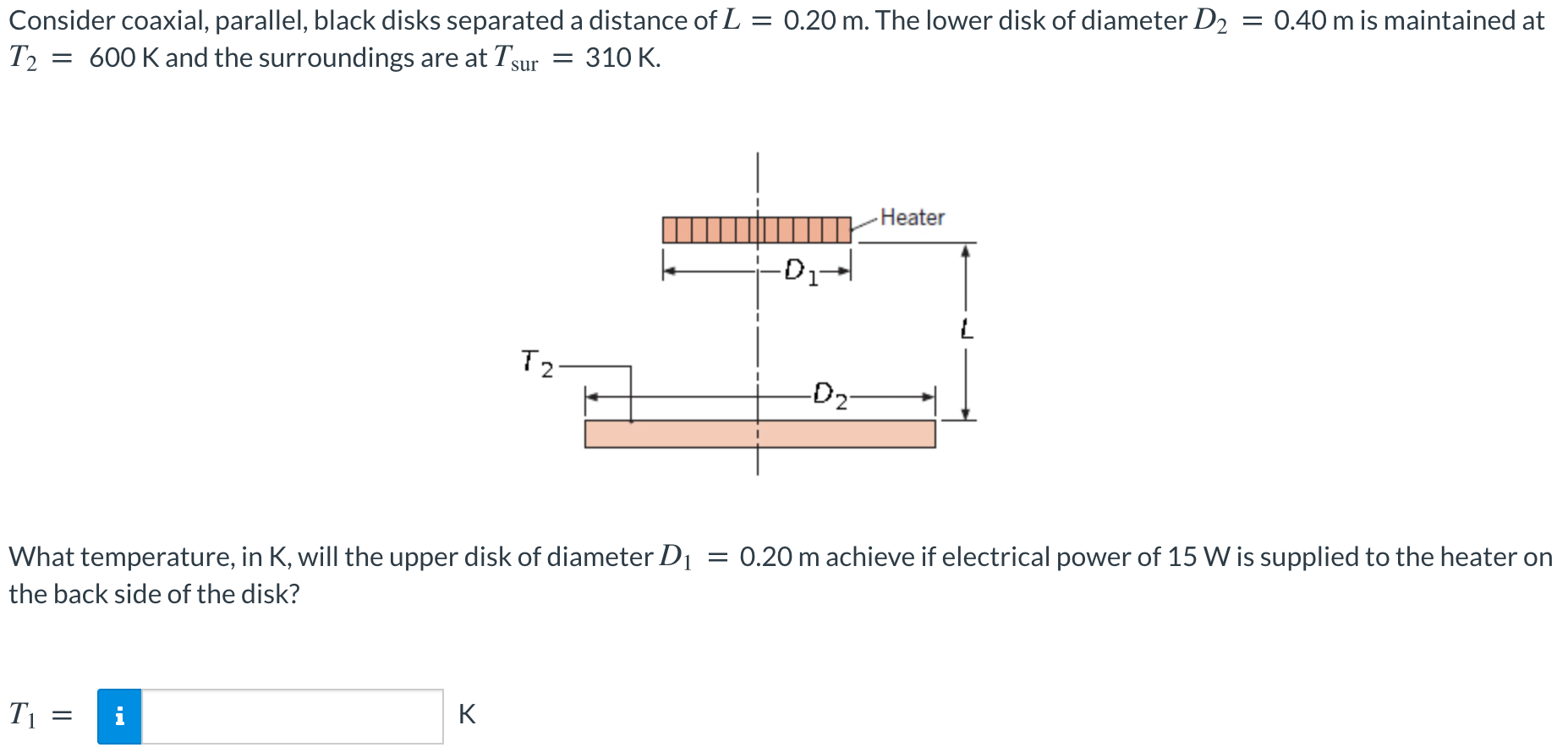 Solved Consider coaxial, parallel, black disks separated a | Chegg.com