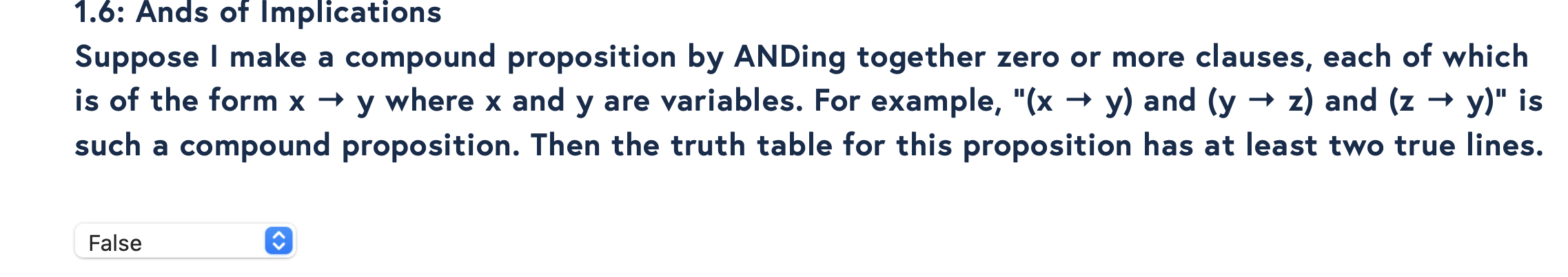 Solved 1.6: Ands of Implications Suppose I make a compound | Chegg.com