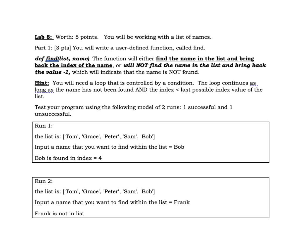 Solved Lab 8: Worth: 5 points. You will be working with a | Chegg.com