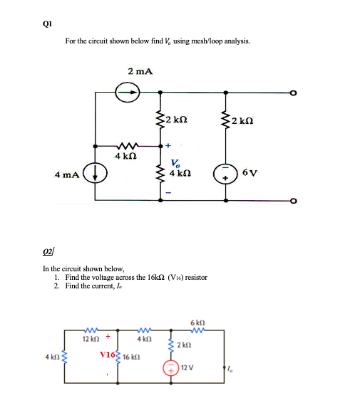 Solved QI For the circuit shown below find V, using mesh | Chegg.com